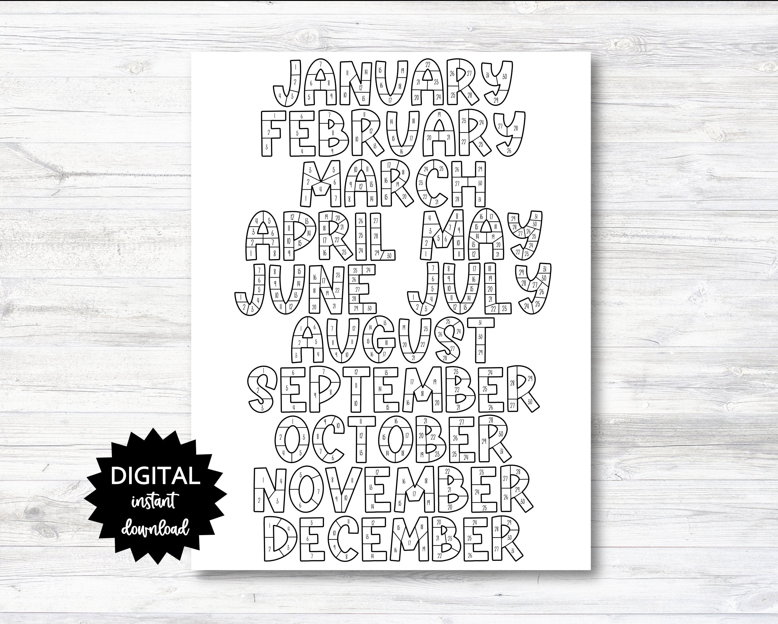 Habit Tracker Coloring Sheet Printable, Month Habit Tracker Coloring S ...