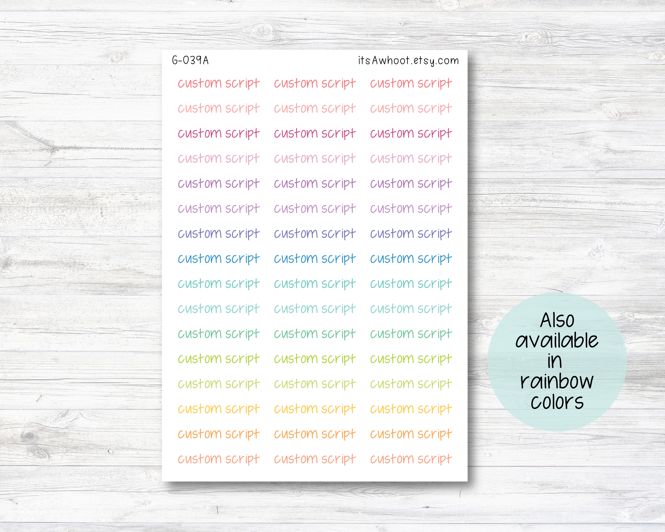 Personalized Script Planner Stickers with Your Custom Text, Custom Tex ...