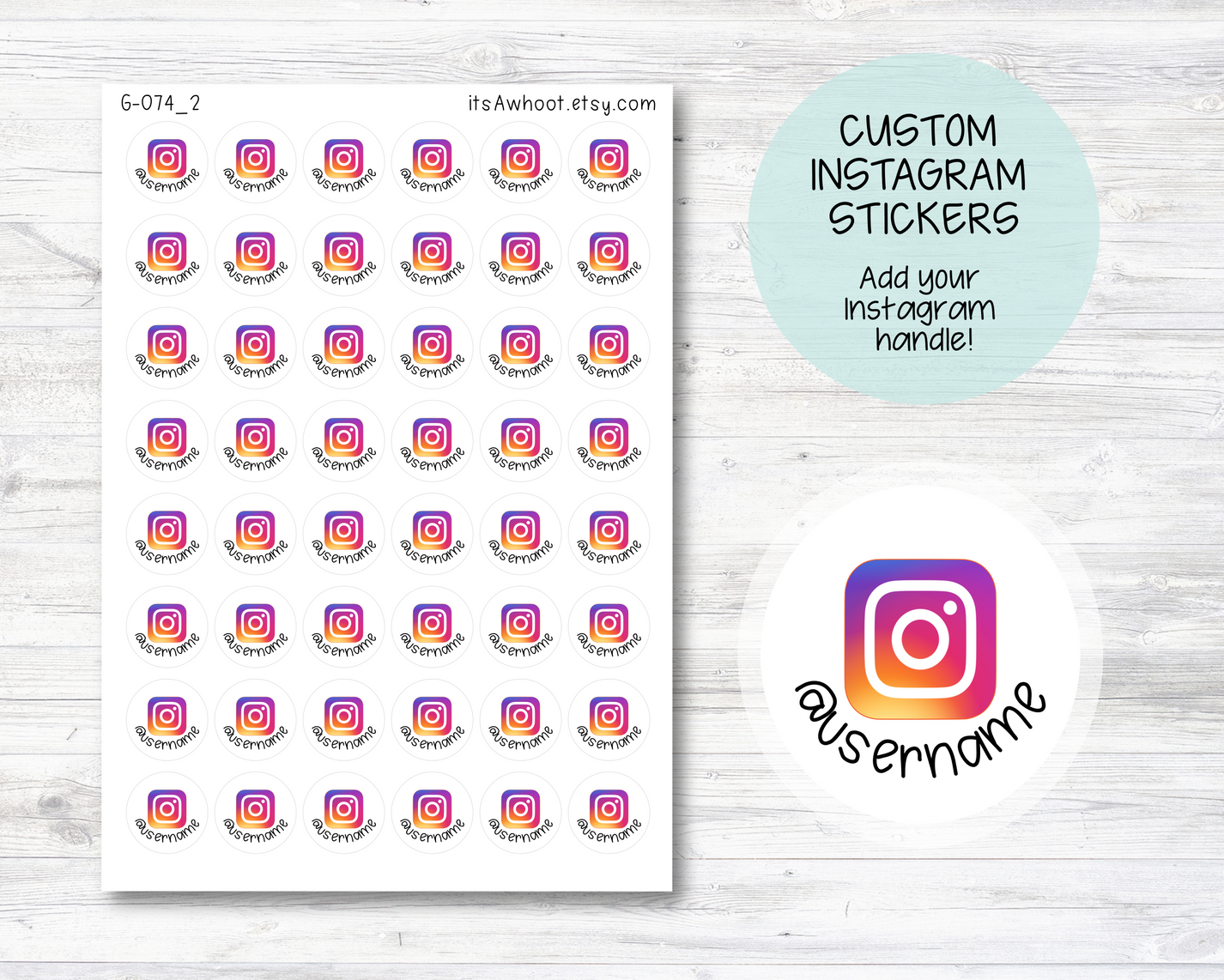 Personalized Instagram Planner Stickers with Your Custom Instagram Han ...