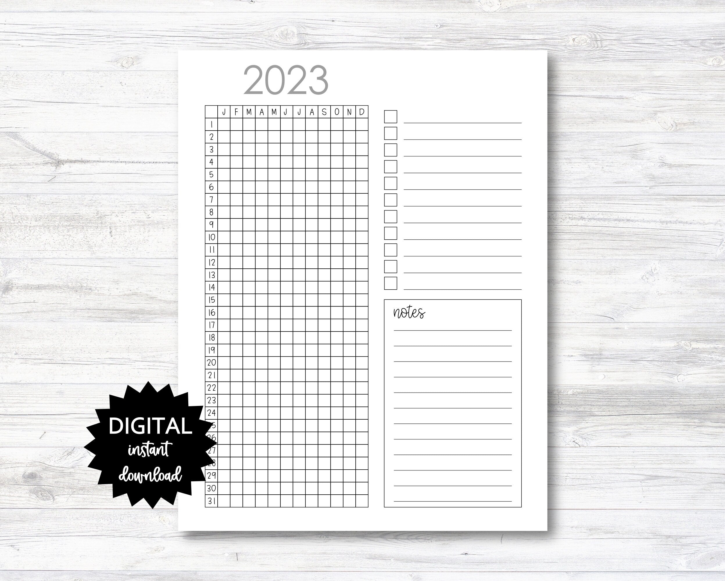 2023 Year/Month Habit Tracker Printable, Habit Tracker, Digital Downlo ...